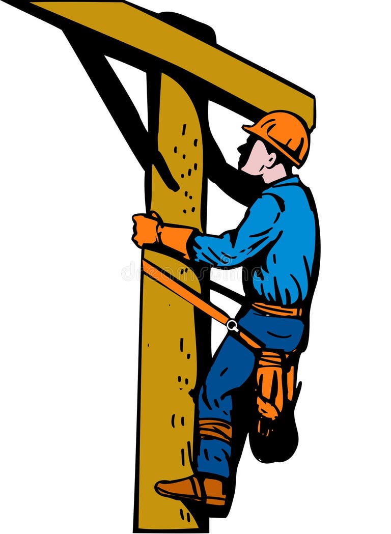 Power Lineman Work Electricity Stock Illustrations – 294 Power Lineman ...