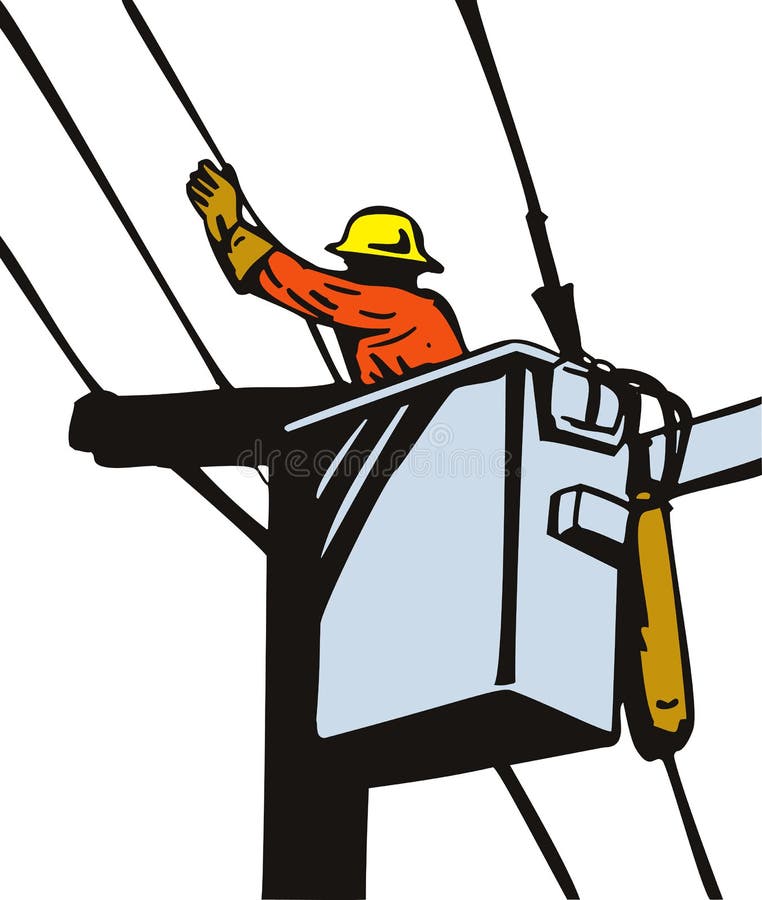 Lineman on work stock vector. Illustration of illuminated - 9510518
