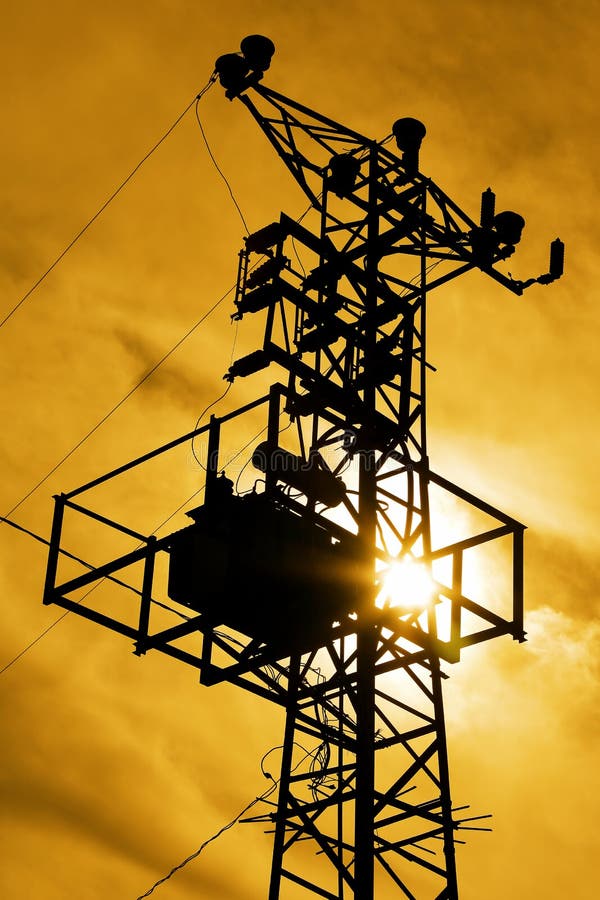 Power Lines and Electric Pylons Stock Vector - Illustration of electric ...