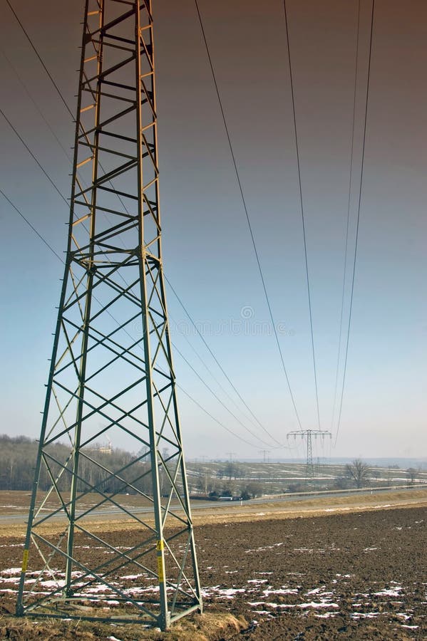 Power lines stock image. Image of line, furrow, field - 13464511