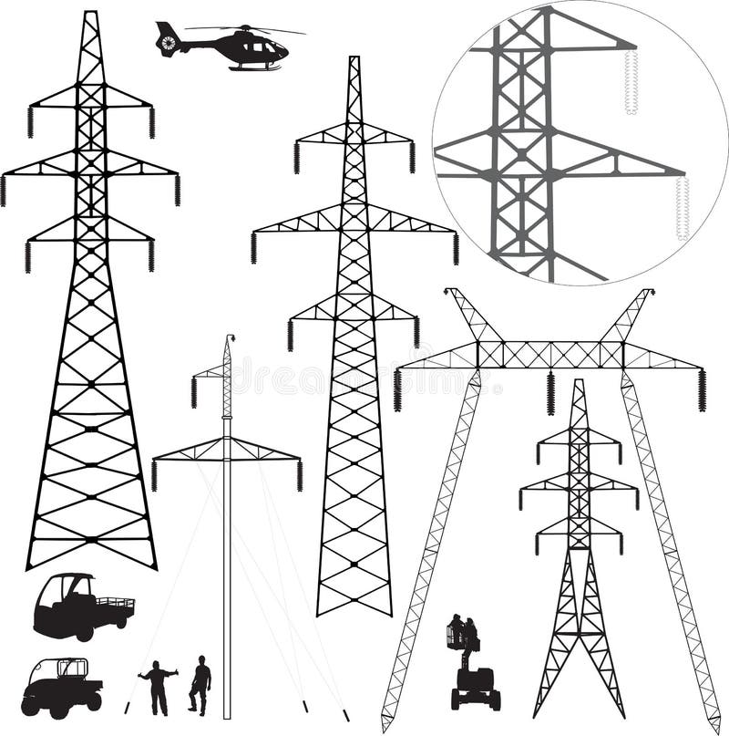 Power lines. stock vector. Illustration of electrician - 16846660