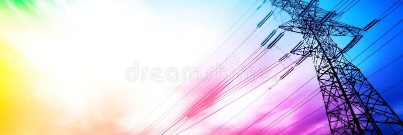 Power Lines Against a Vibrant Sky, Renewable Energy and Electrical ...