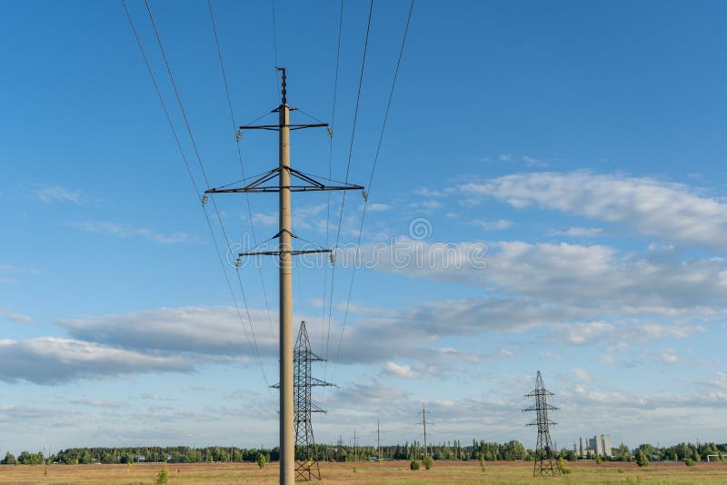 Power Lines Air and Power Supply, Landscape Stock Photo - Image of ...