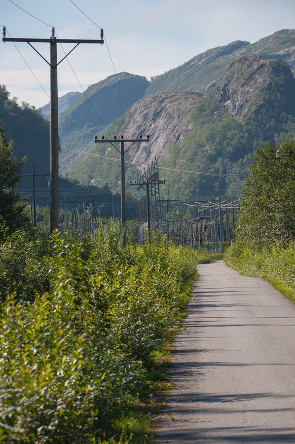 Power Lines Along Mountain Road Stock Image - Image of environmental ...