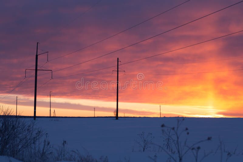 Power lines stock image. Image of steel, tower, winter - 88920275