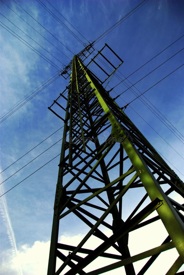 Power lines from below stock image. Image of electricity - 12489081