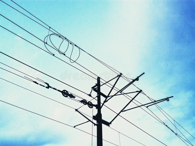 Power Lines in the City. Electric Cables Attached To a Street Power ...