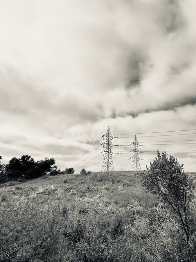 Power Lines and Clouds stock image. Image of simple - 350044611