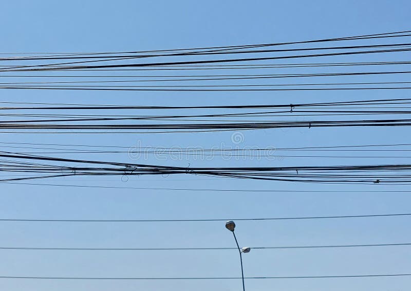 Power Lines Communication Cables Streetlights Stock Photos - Free ...