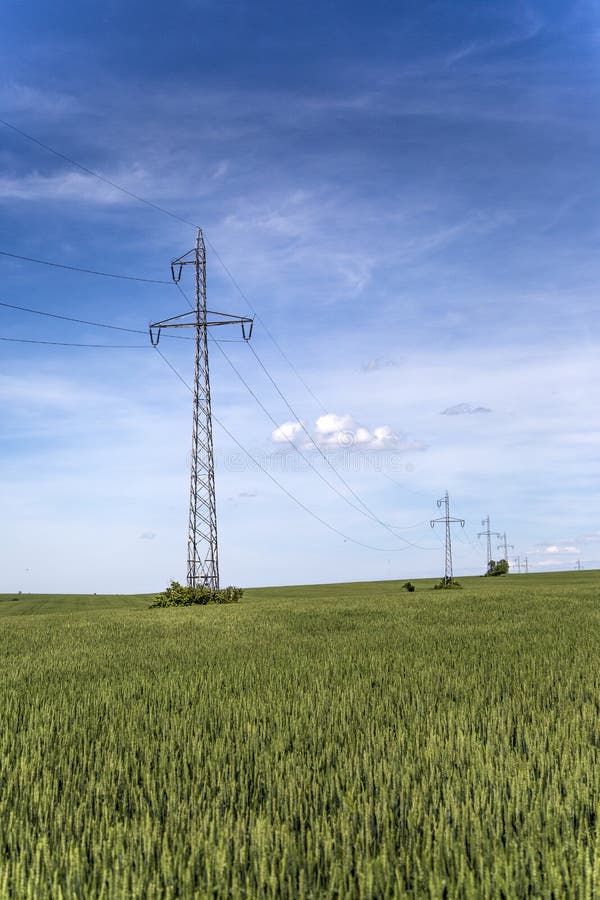 Power lines in field stock image. Image of lines, environment - 41305181