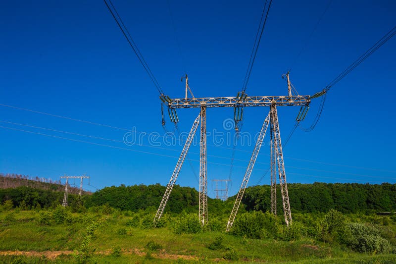 High Voltage Wires Power Transmission Lines Stock Image - Image of tall ...
