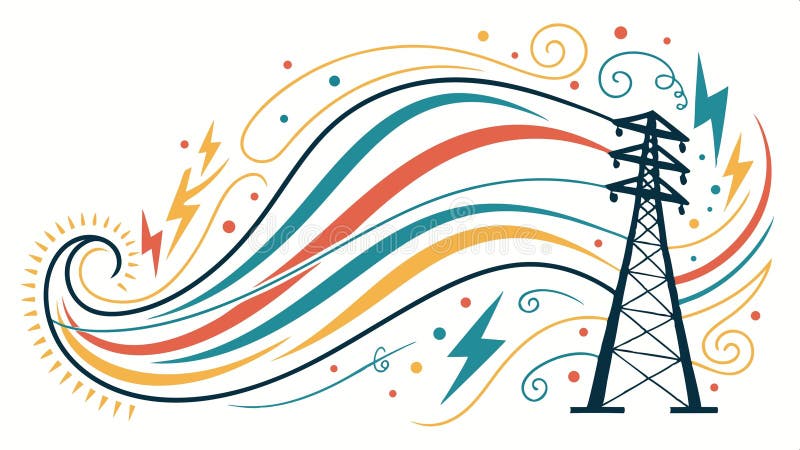 Power Lines Illustration, Electricity and Energy, Power Grid ...