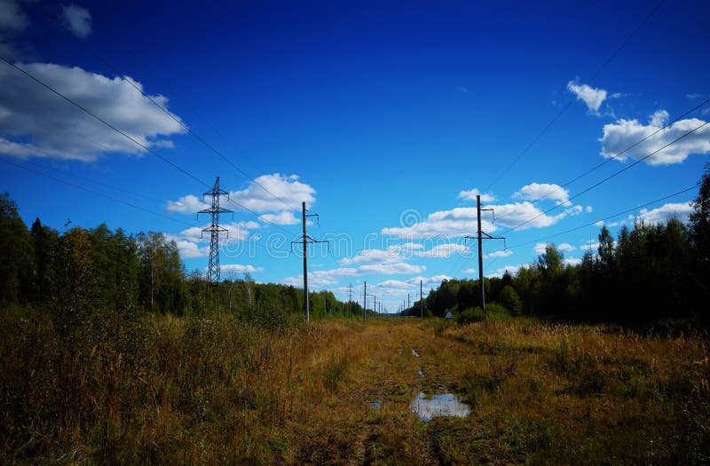 Power Lines Infrastructure in Russia Stock Image - Image of concept ...