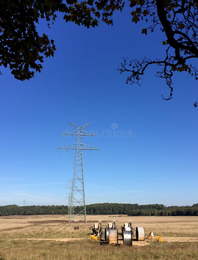 Power Lines Installation, New Line Being Constructed Stock Image ...