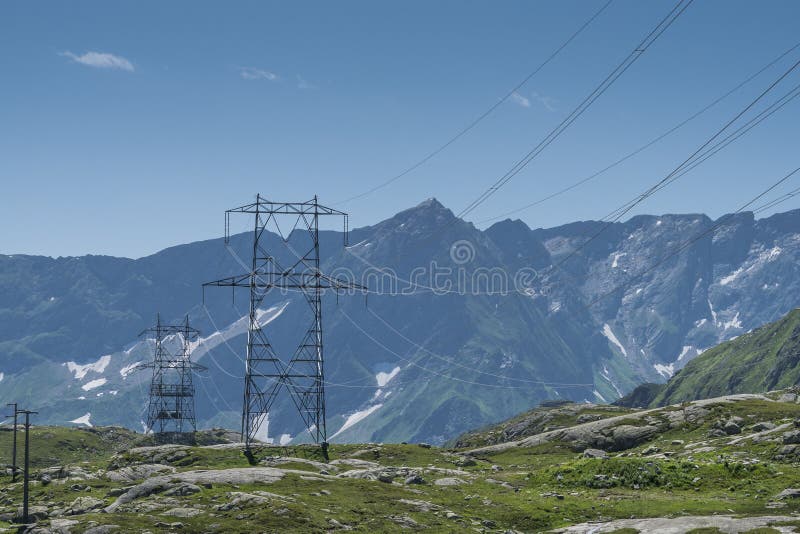 Power lines on mountain stock image. Image of high, engineering - 39167687