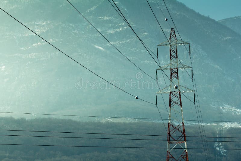 Power lines stock image. Image of electricity, pole, high - 42035445
