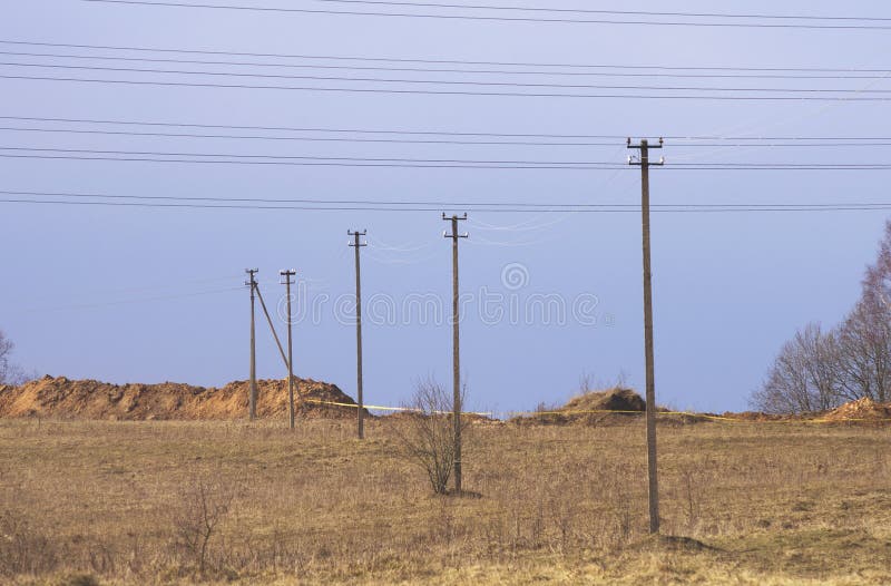 Power lines and poles stock image. Image of energy, lines - 68870227