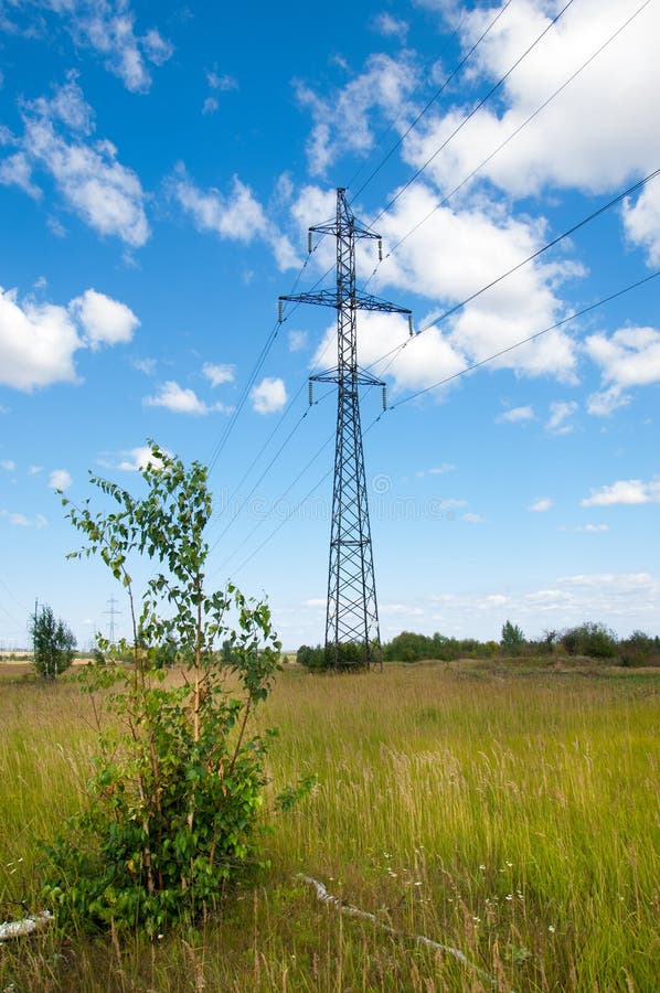 Power Lines. Pylon and Transmission Power Line Stock Photo - Image of ...