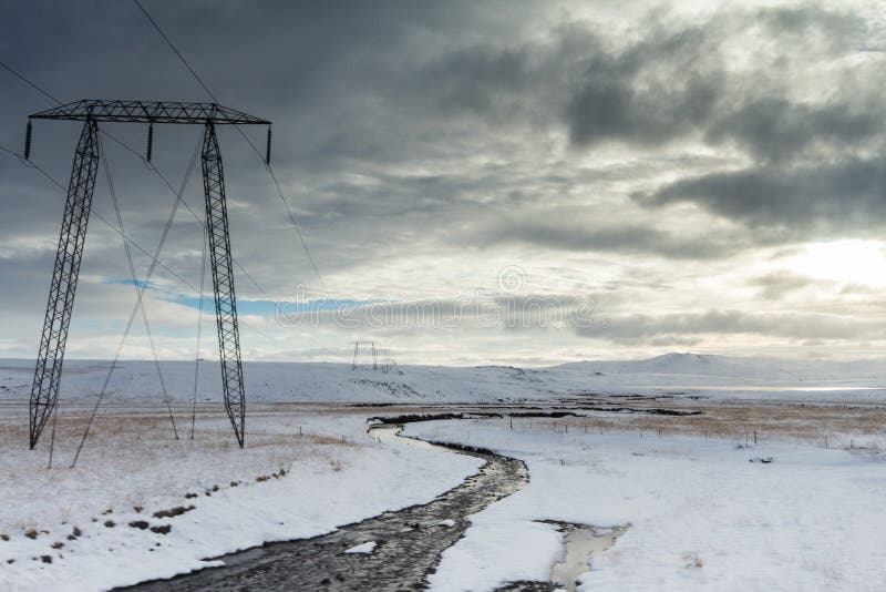 Power Lines in Snow stock photo. Image of white, nature - 54393080