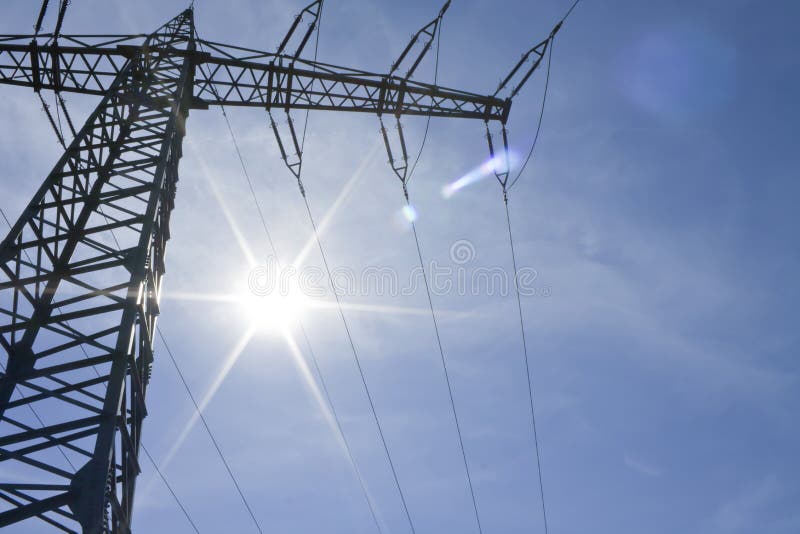 Power Lines and Solar Energy Stock Image - Image of power, pillar: 25850889