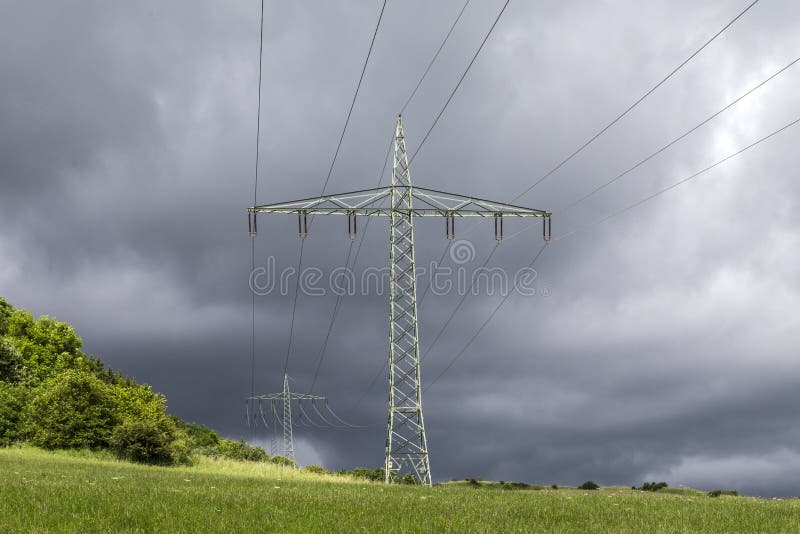 Power Lines with Storm Clouds Stock Image - Image of cloud, grid: 73344817