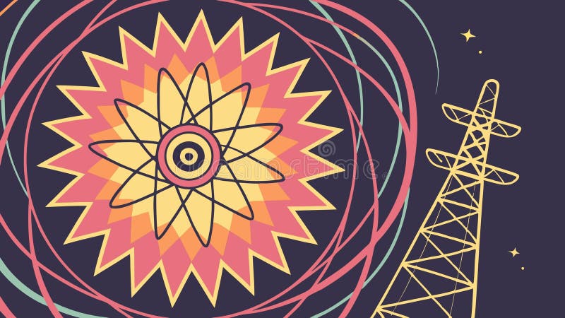 Power Lines and Sun, Energy Transmission and Electrical Grid. Vector ...