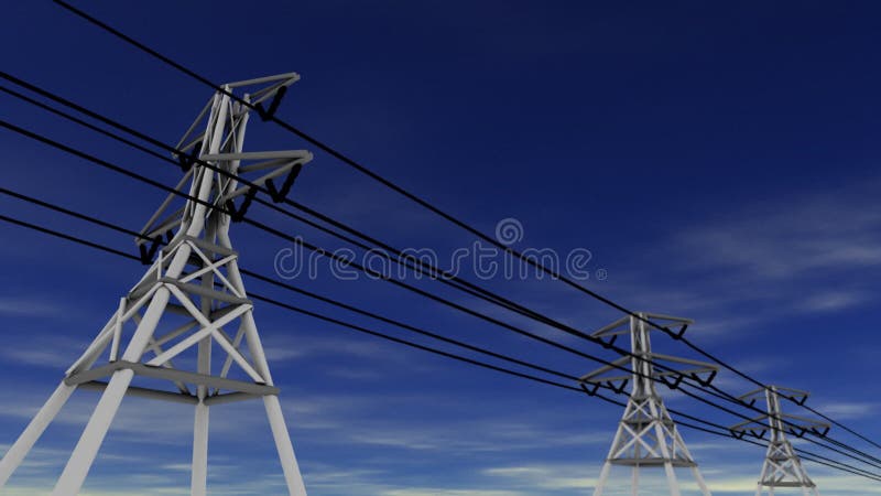 Power Lines and Sunny Sky stock video. Video of environment - 43667209