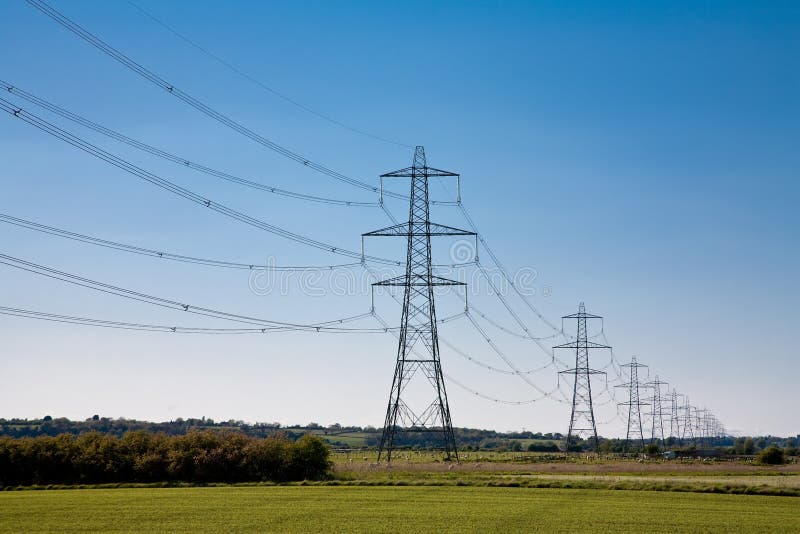 Power lines to infinity stock image. Image of pylons, voltage - 9132145