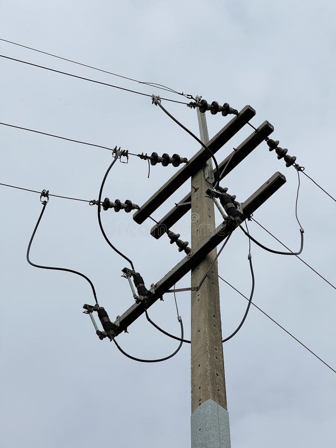 Power Lines and Wires on Blue Sky Stock Photo - Image of voltage ...