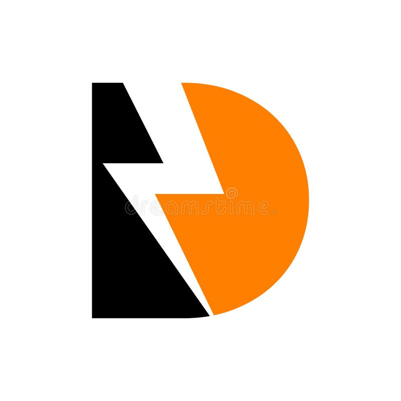 Power Logo D Letter and Lightning Energy Technology. Power D Letter ...