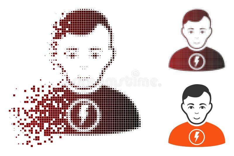 Fragmented Dot Halftone Power Man Icon with Face Stock Vector ...