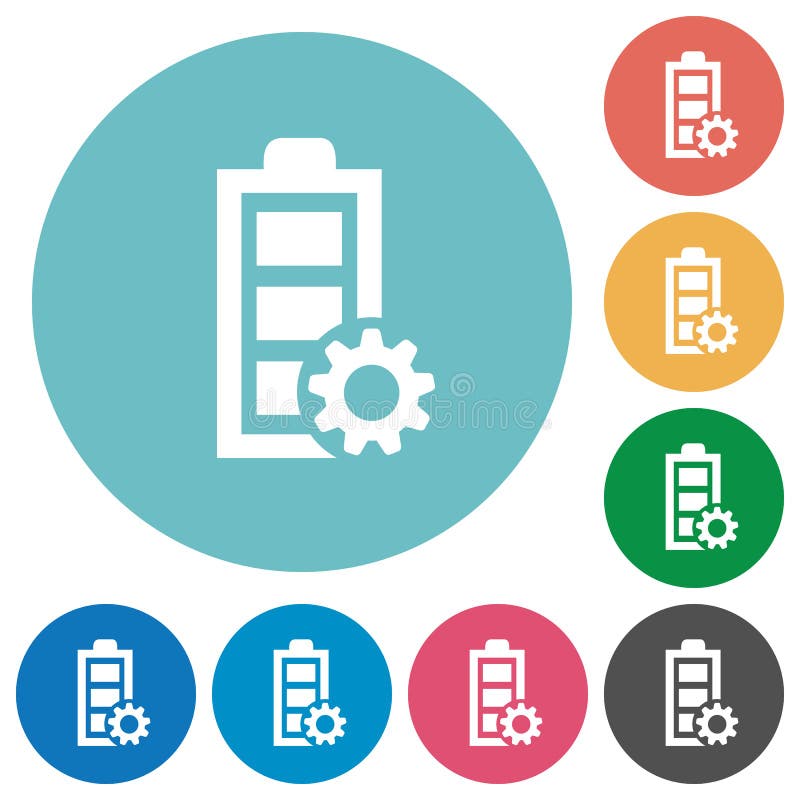 Power Management Flat Round Icons Stock Vector - Illustration of ...