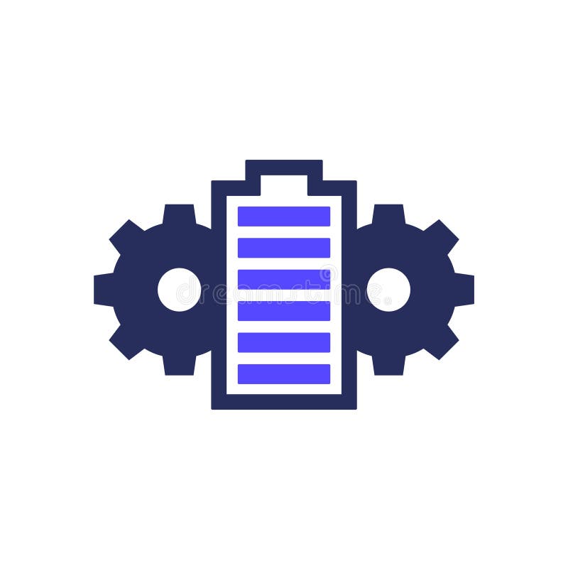 Power Management Icon, Battery and Gears Stock Vector - Illustration of ...