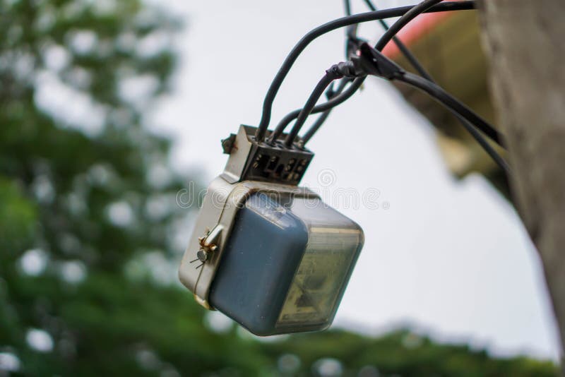 The power meter is hanging stock photo. Image of light - 117320854