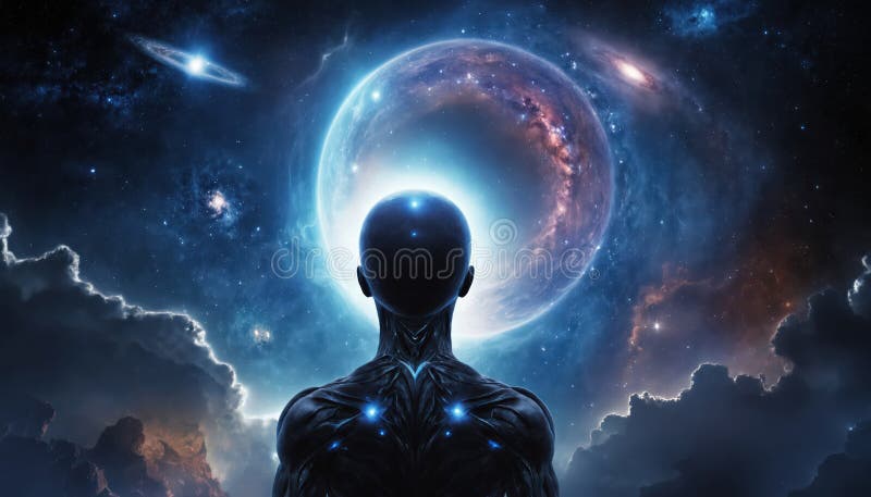 Power of Mind Concept. Man Explore the Secrets of the Universe Stock ...