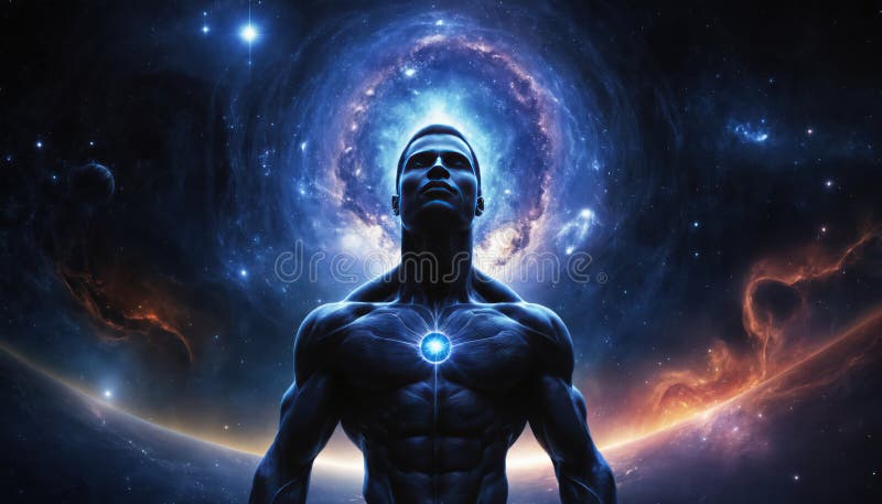 Power of Mind Concept. Man Explore the Secrets of the Universe Stock ...