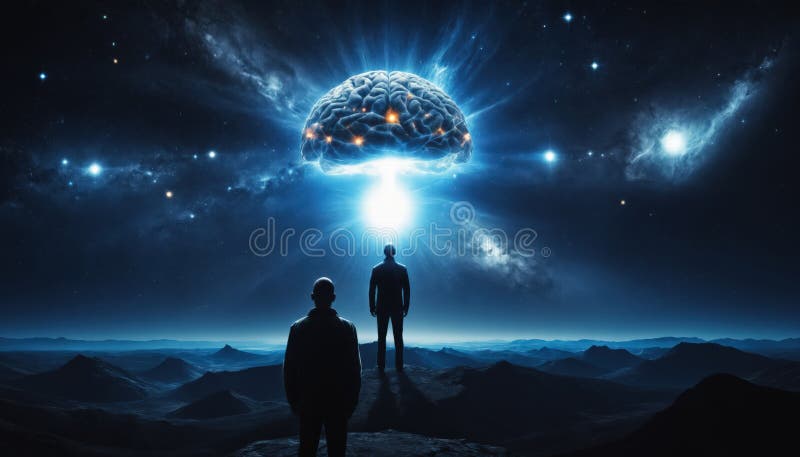 Power of Mind Concept. Man Explore the Secrets of the Universe Stock ...