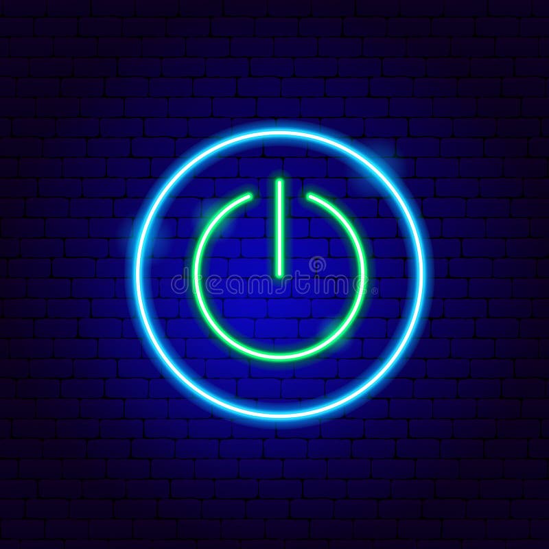 Power on Neon Sign stock vector. Illustration of power - 166210796