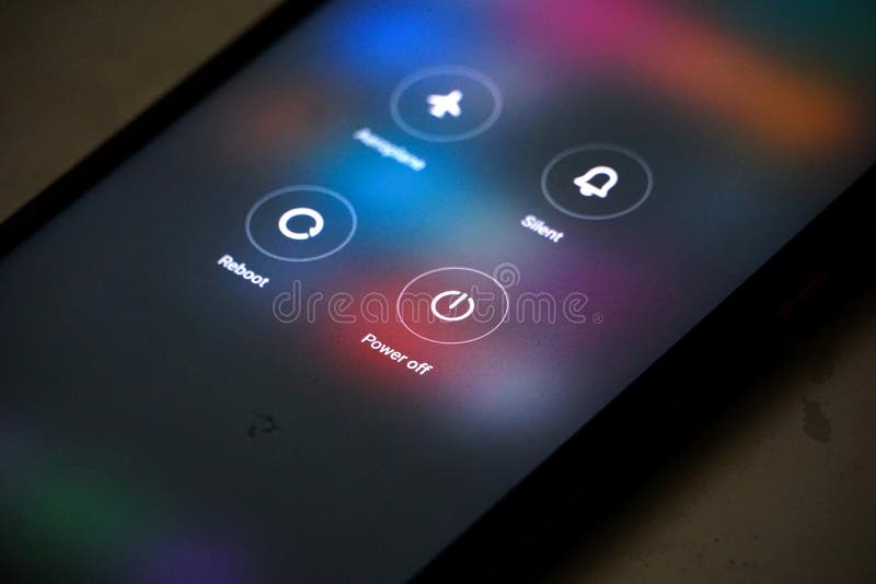 Power Off and Other Icons on a Smartphone Screen Stock Image - Image of ...