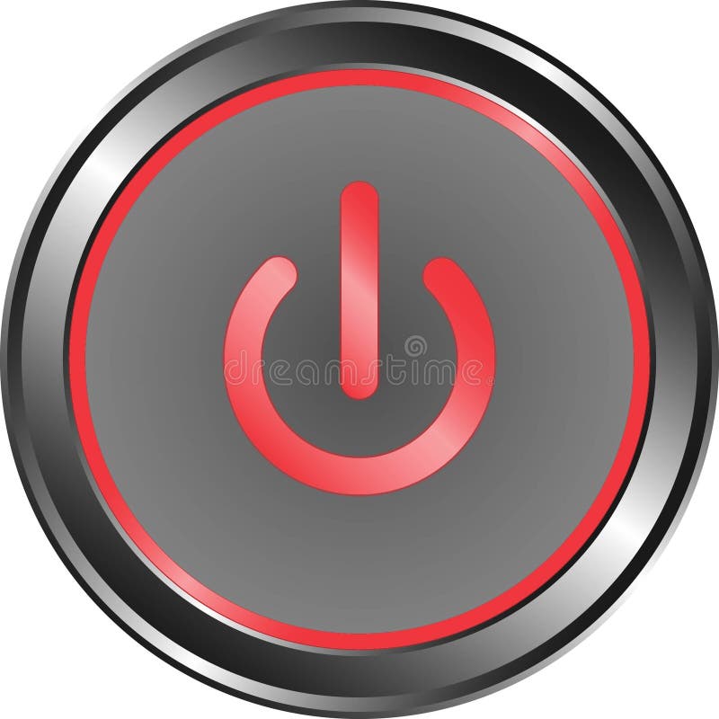 Power Off with Red Led Button Metal Stock Vector - Illustration of ...