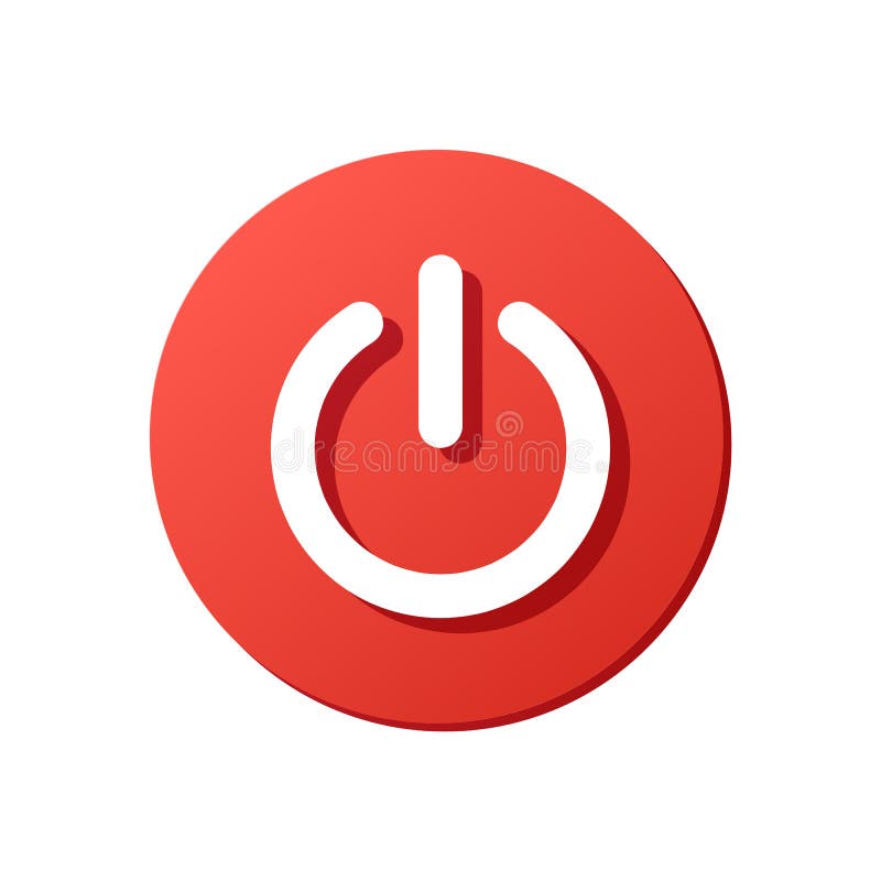 Power Off Sign, Vector Icon, Turn Off Red Rounded Button Stock Vector ...