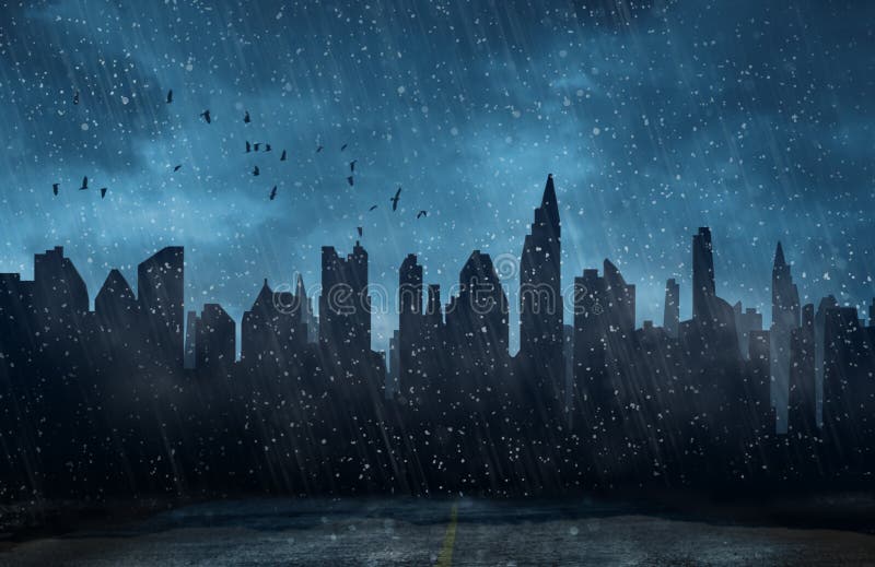 Power Outage in Dark City and Snow Storm Stock Image - Image of ...