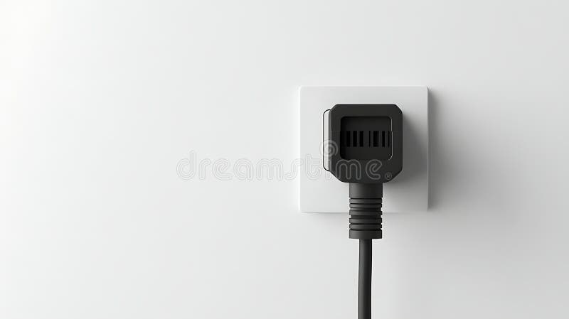A Power Outlet with a Black Plug Inserted into it Stock Image - Image ...