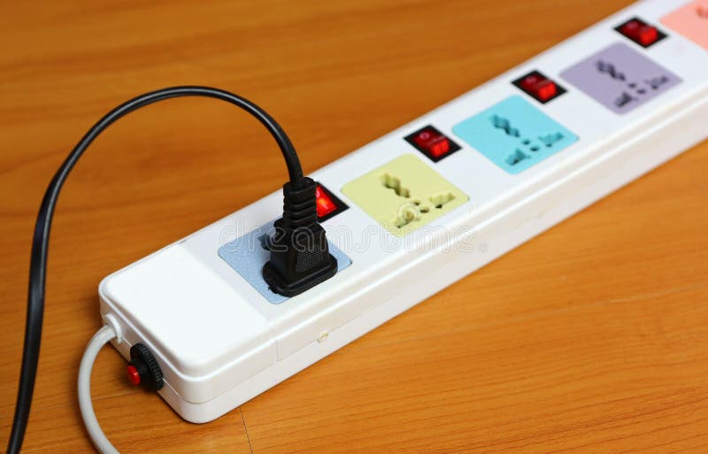 Power Outlet Strip. Electric Plug Stock Photo - Image of current ...