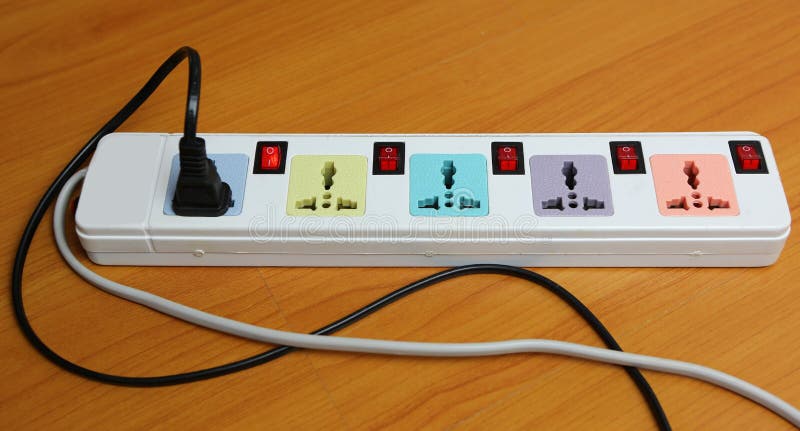 Power Outlet Strip. Electric Plug Stock Image - Image of colorful ...