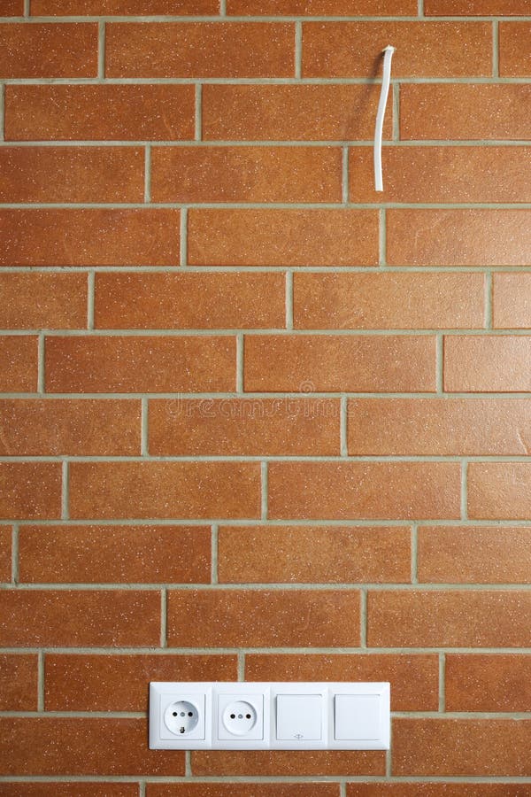 Power Outlets On The Brick Wall / Horizontal Stock Image - Image of ...