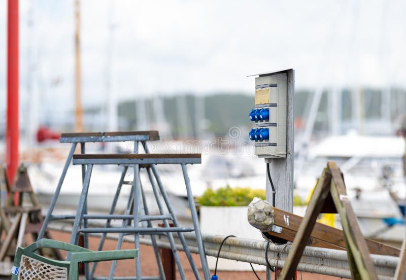 Power Outlets at a Marina.. Stock Image - Image of outlet, service ...