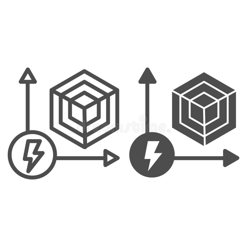 Power Performance Chart Line and Solid Icon. Energy Graph, Hexagon in ...