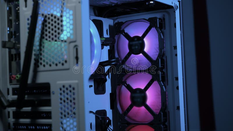 Power on of Personal Computer, Cooling Unit with the Fan of the Stylish ...