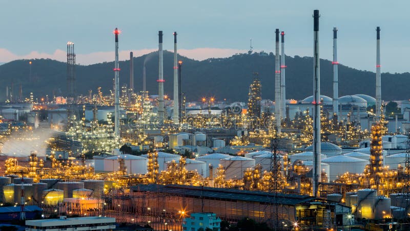 Chemical Power Plant with Sunset Sky Background Stock Image - Image of ...